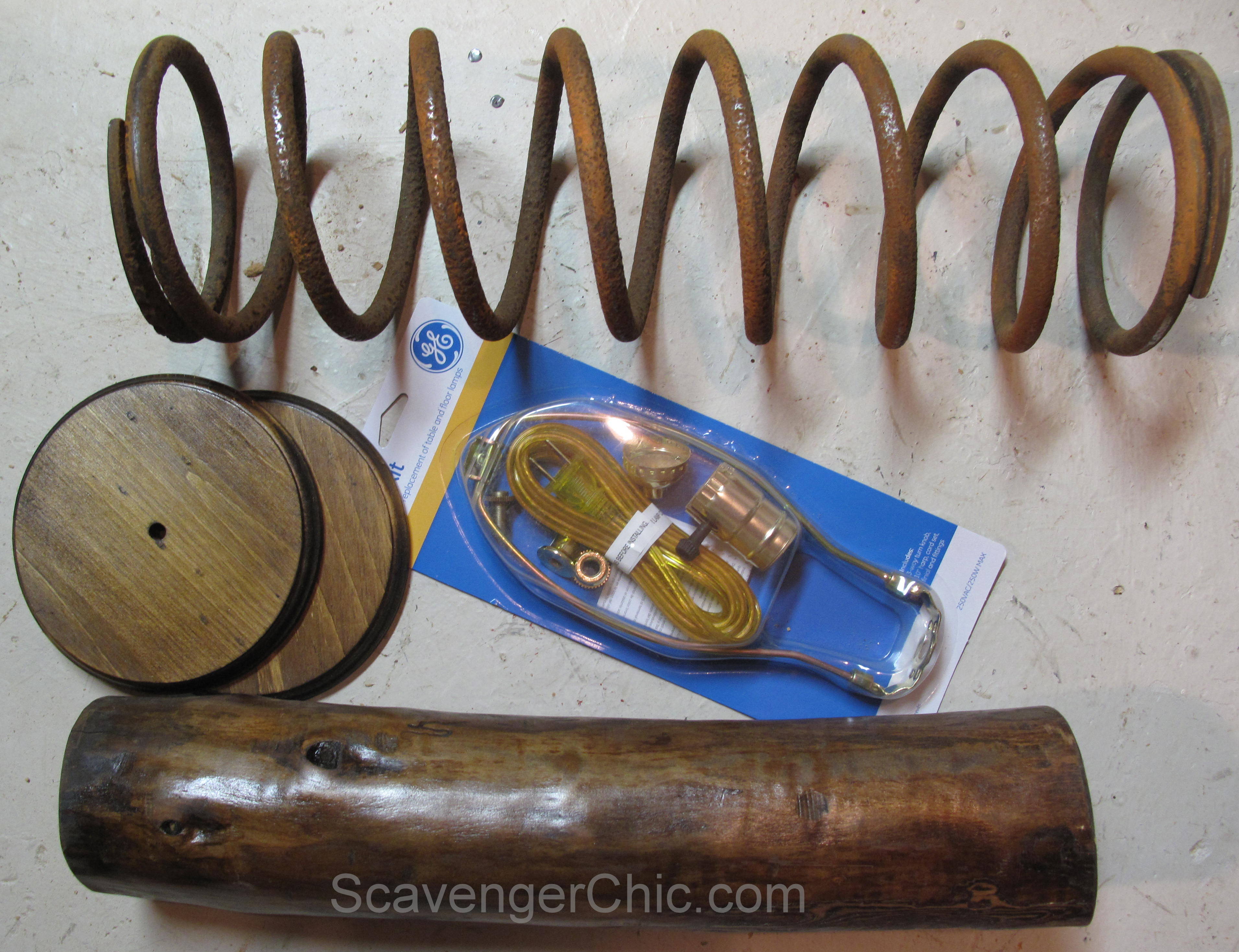 Upcycled Rusty Giant Spring Lamp - Scavenger Chic