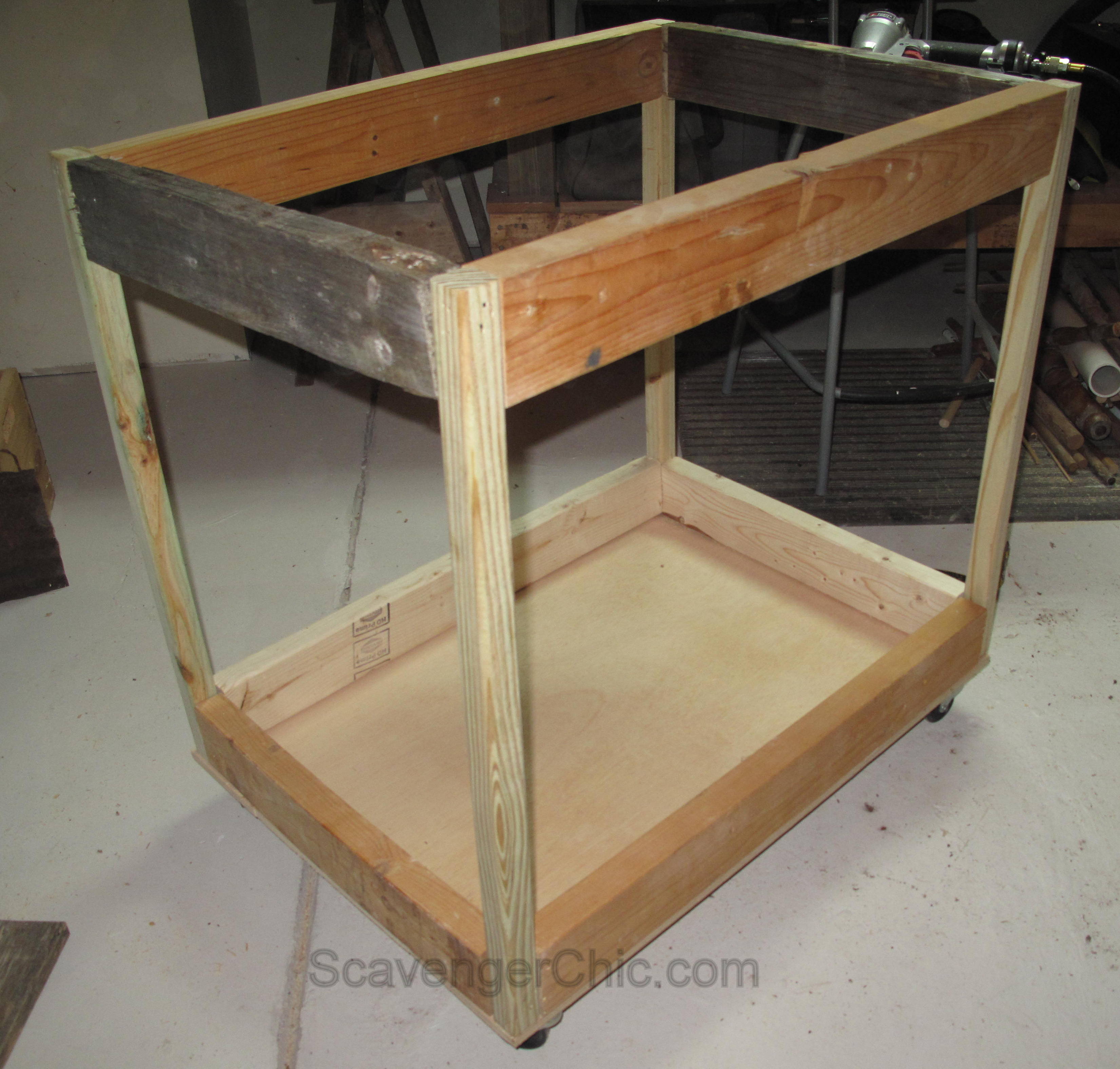 Pallet Wood Rolling Storage Cart - Scavenger Chic