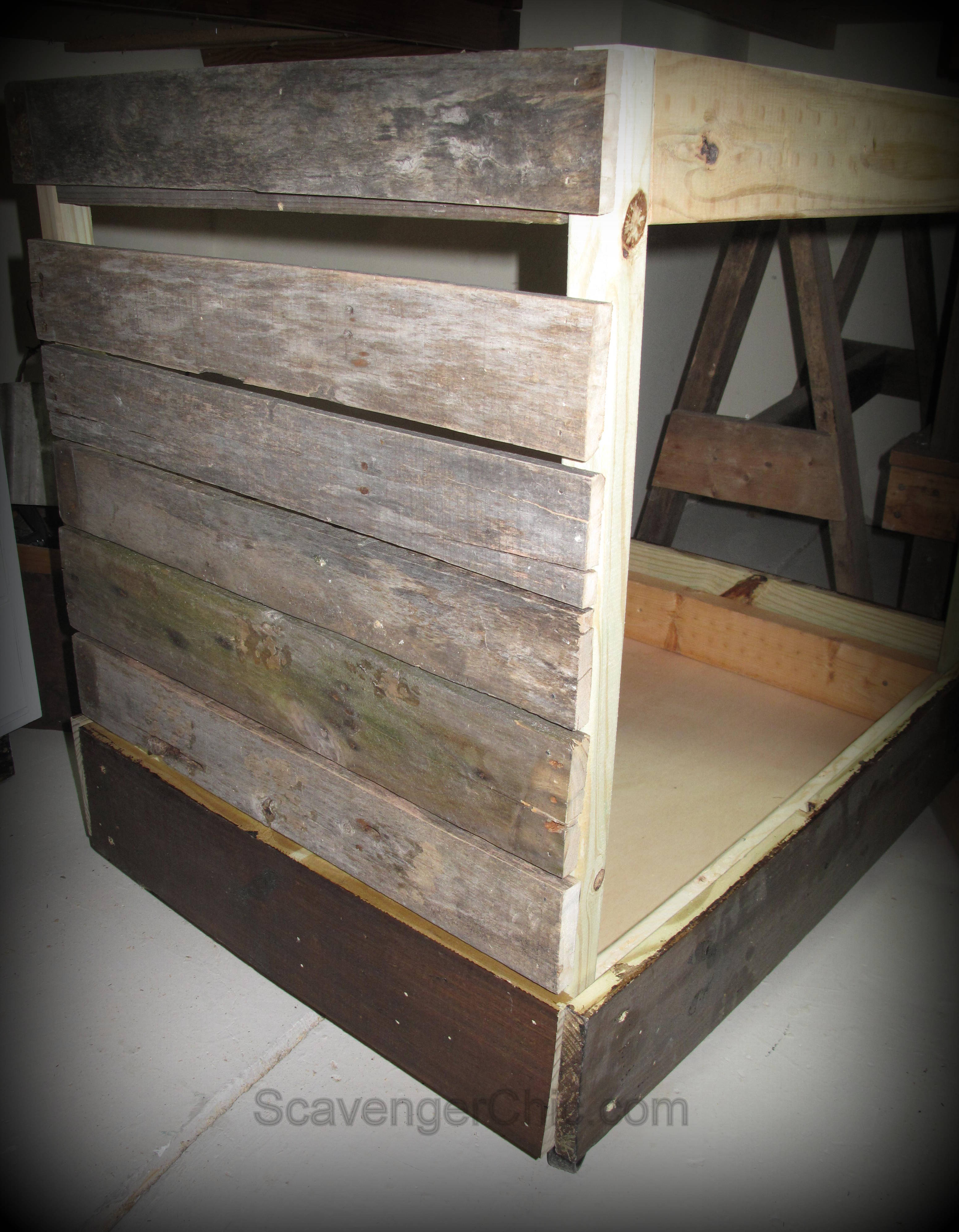 Pallet Wood Rolling Storage Cart - Scavenger Chic