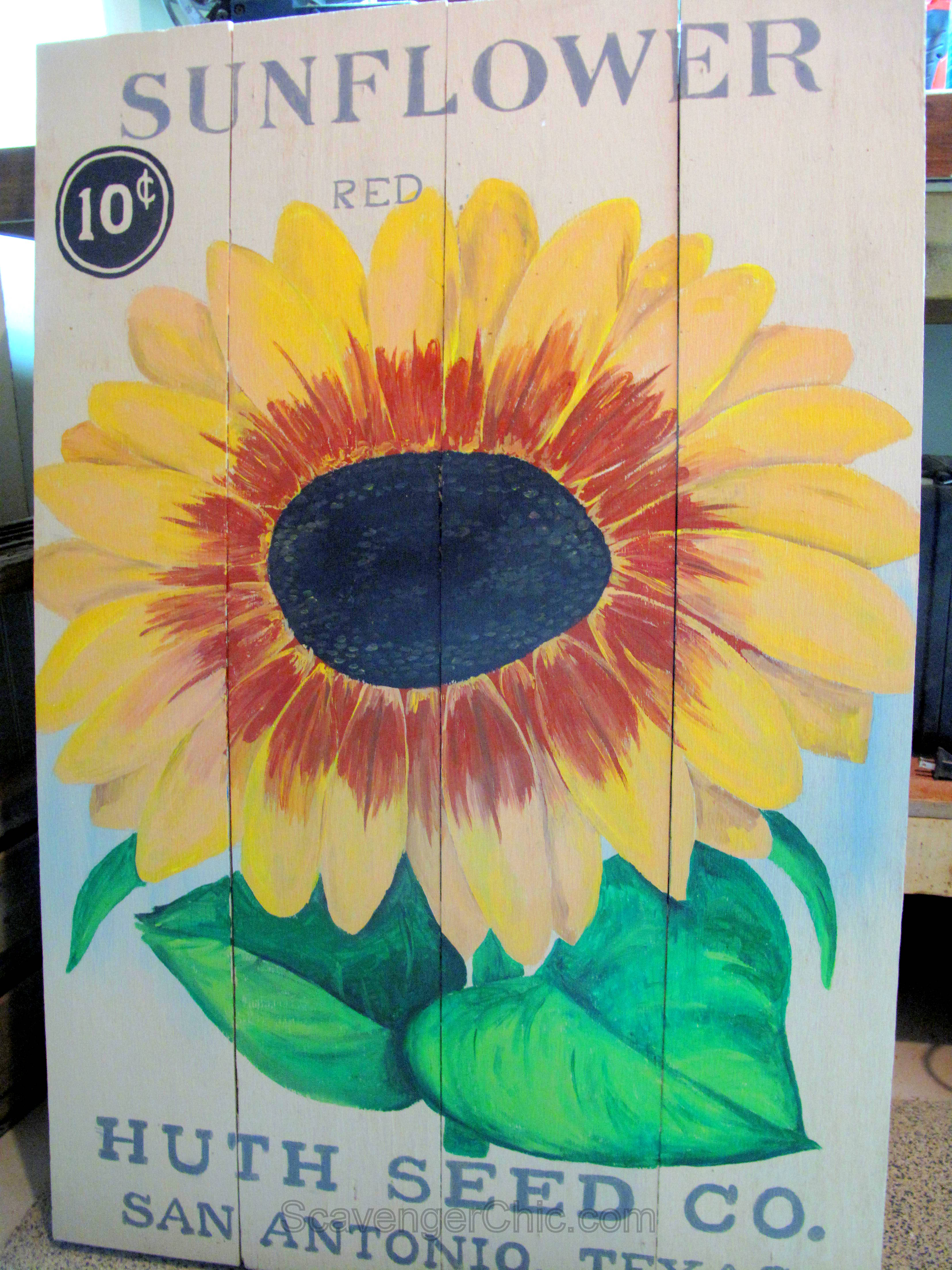 Sunflower Seed Packet Sign diy, wooden sign - Scavenger Chic
