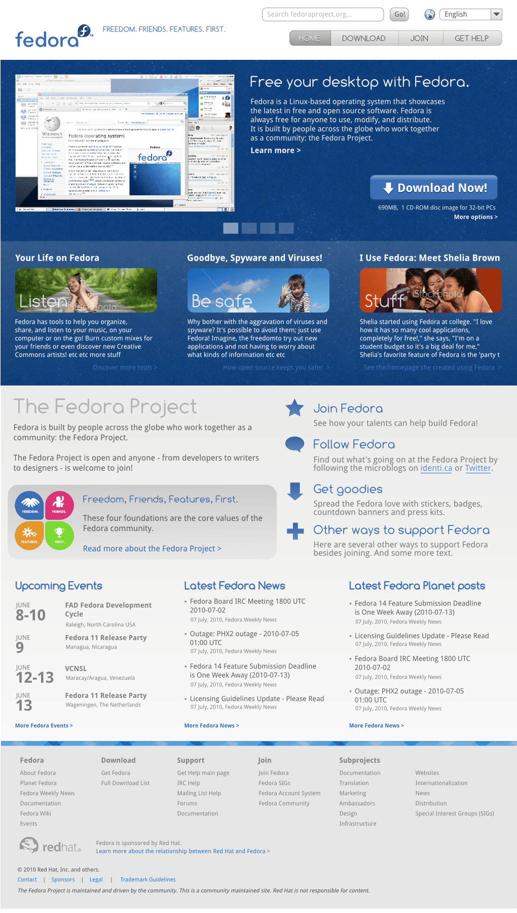 fedoraproject.org front page redesign mockup #1 | Máirín Duffy