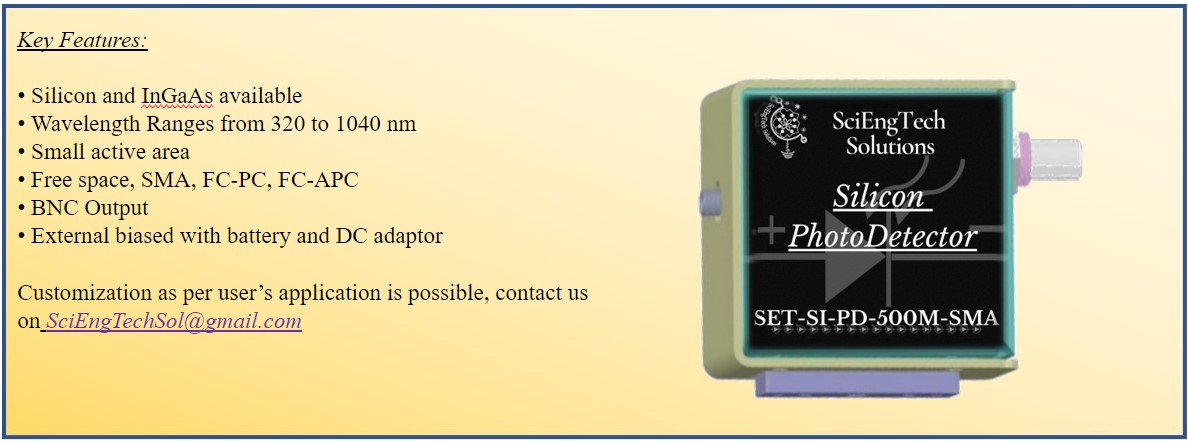 FAST PHOTODIODE MODULE (BW: 100MHz to 500MHz) - Sci.Eng.Tech Solutions