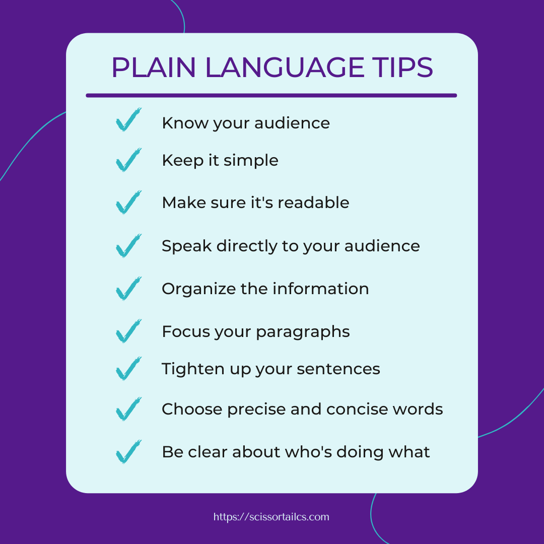 More Plain Language Tips for Instructional Writing - Scissortail ...