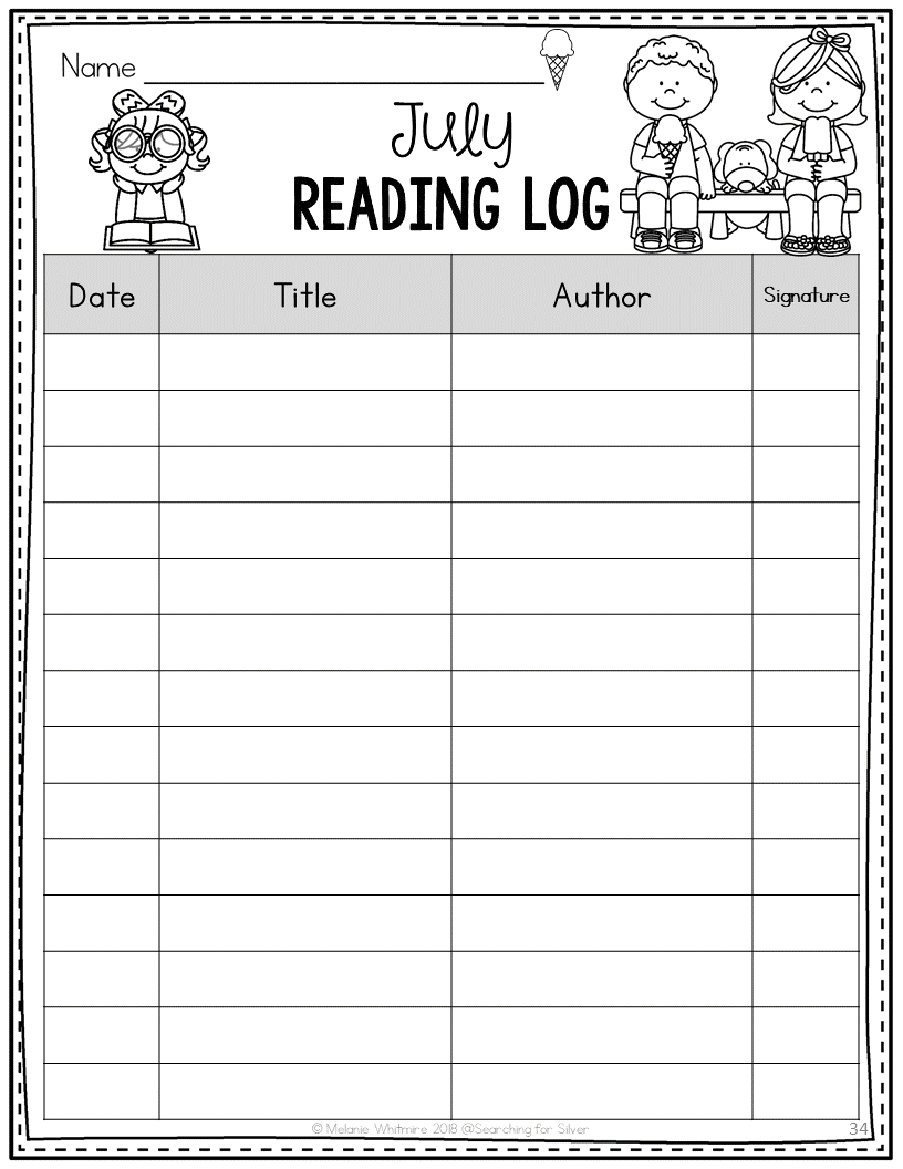 Monthly Reading Logs & Bookmarks - Searching For Silver