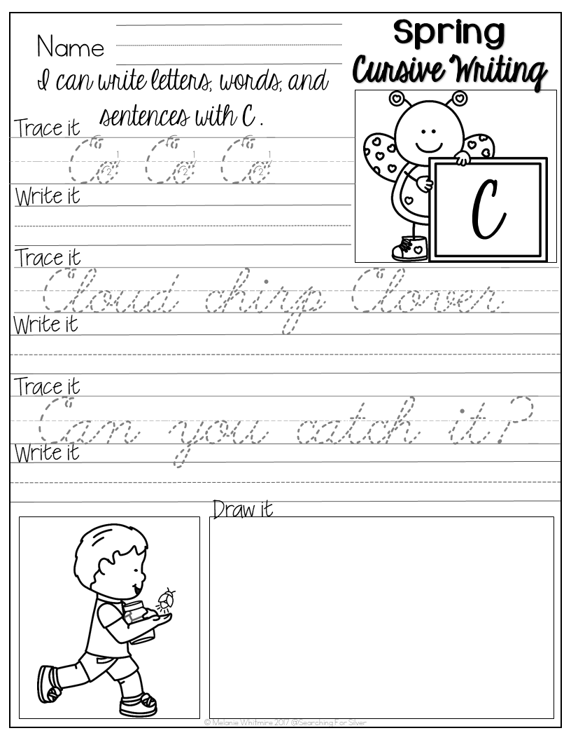 Spring Cursive Writing Printables - Searching For Silver