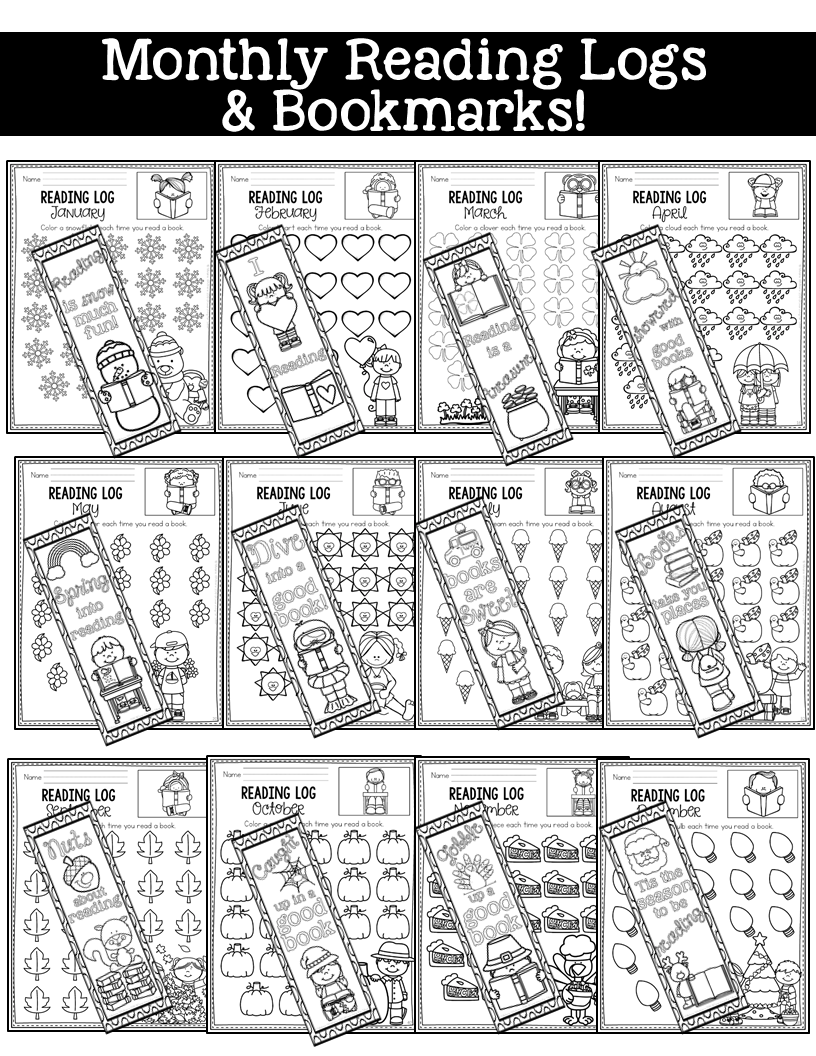 Monthly Reading Logs & Bookmarks - Searching For Silver