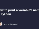 How To Print A Variable S Name In Python Sebhastian