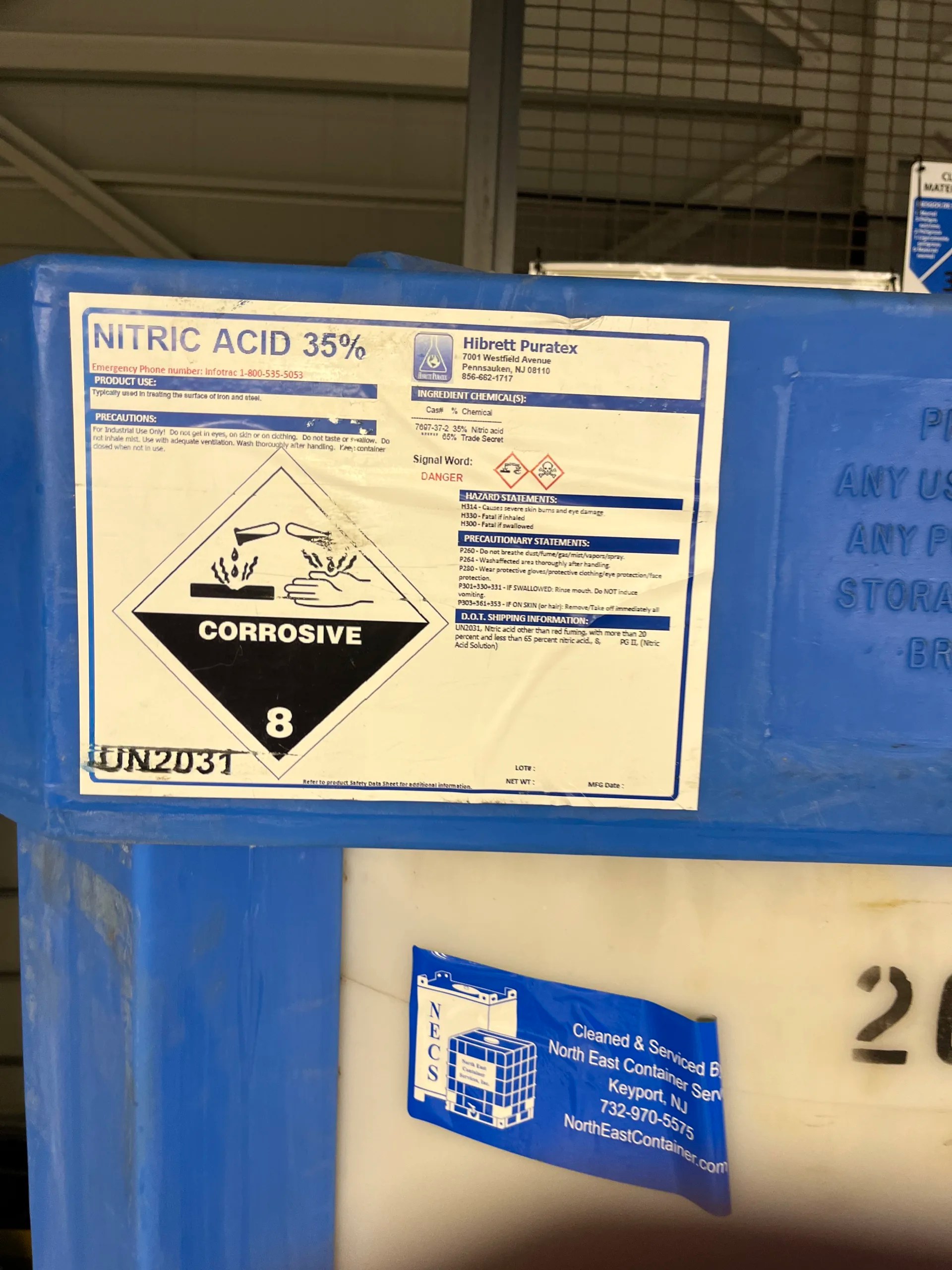 AEROFARMS LOT 11 – Versatile Nitric Acid Container – 35% Concentration ...