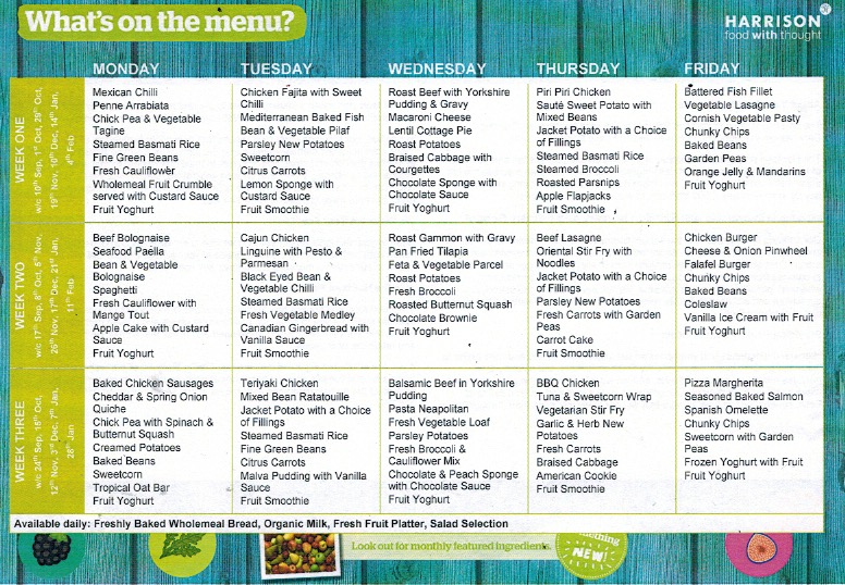 School Dinner Menu – Selsdon Primary School and Nursery