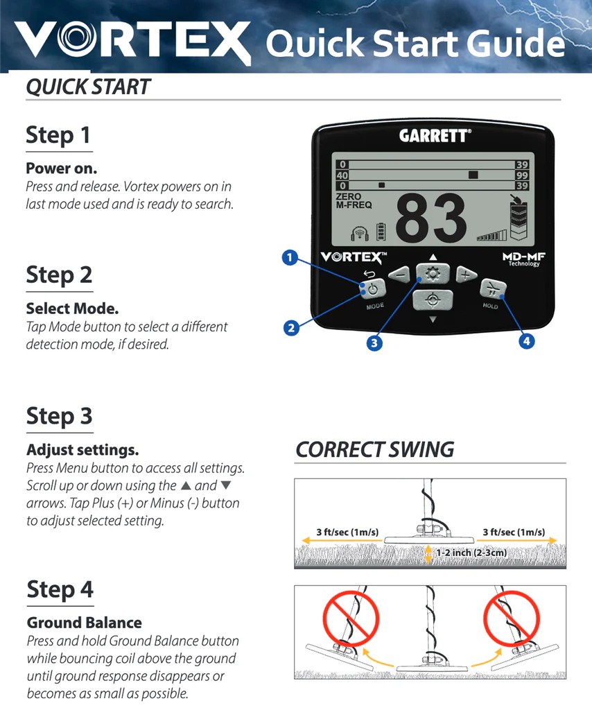 Garrett Vortex Quick Start Guide Serious Detecting