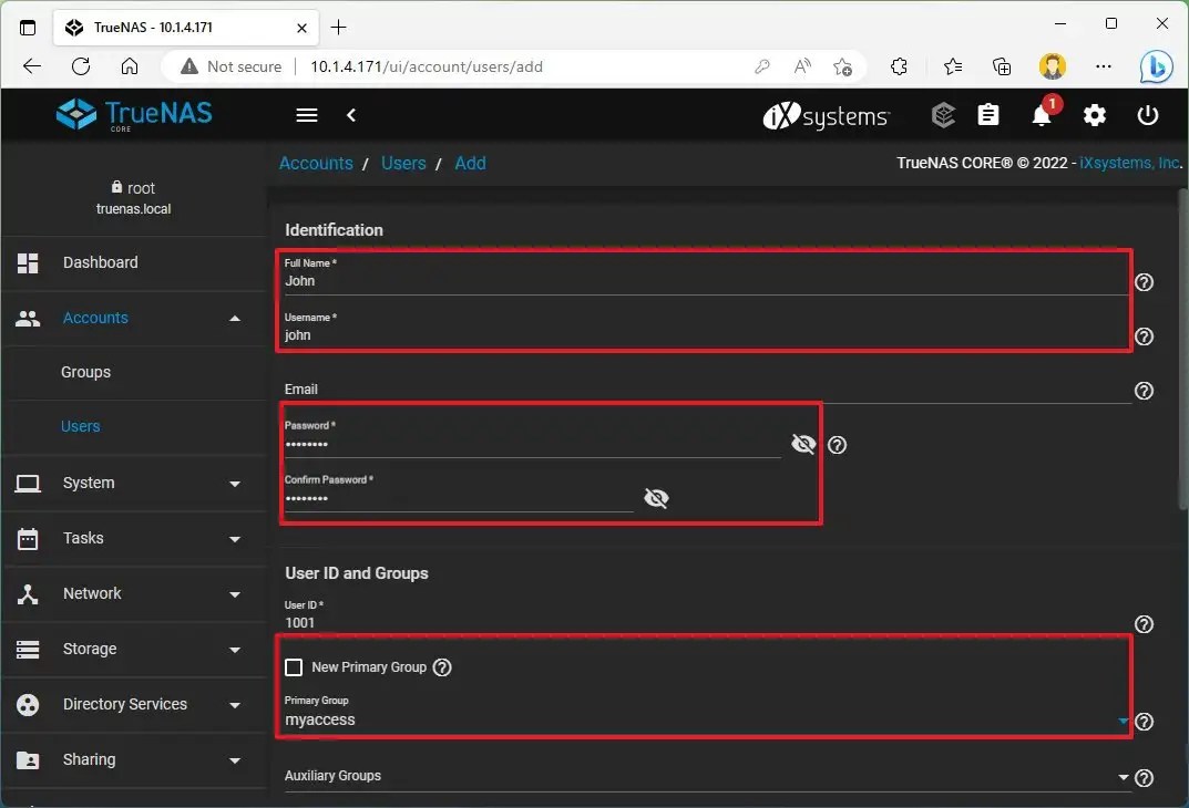 How to create new users and groups on TrueNAS - Server Decode