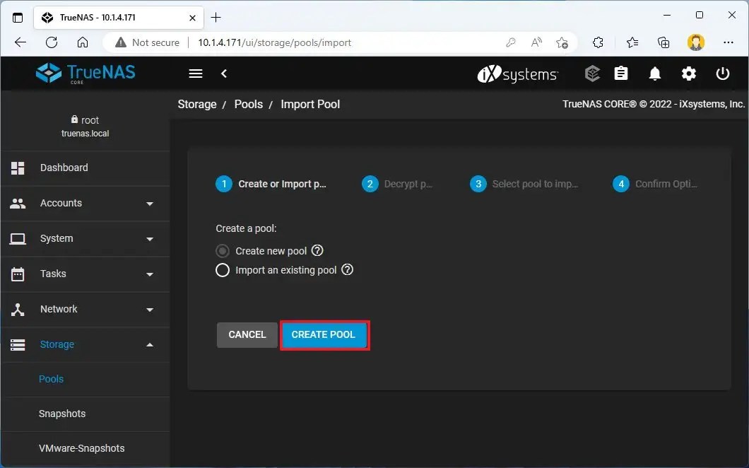 How to create storage pool on TrueNAS - Server Decode