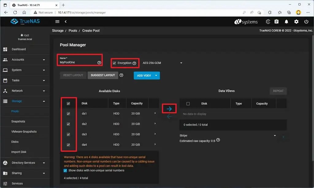 How to create storage pool on TrueNAS - Server Decode