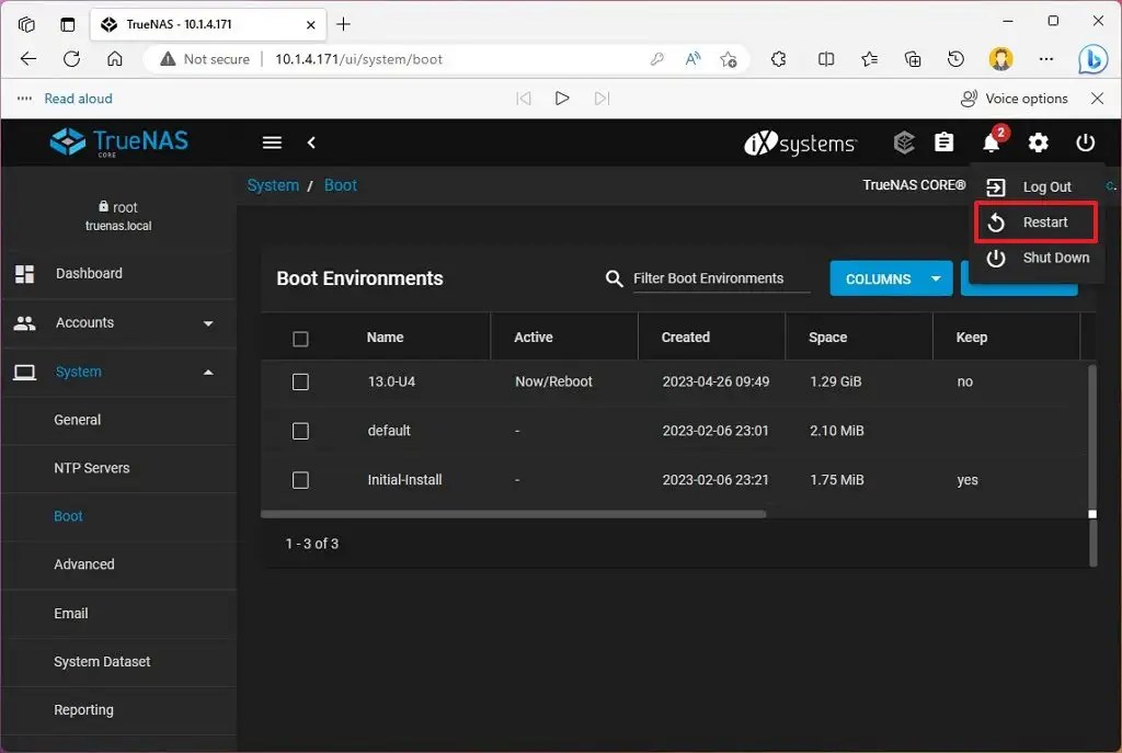 How to roll back to previous version of TrueNAS - Server Decode