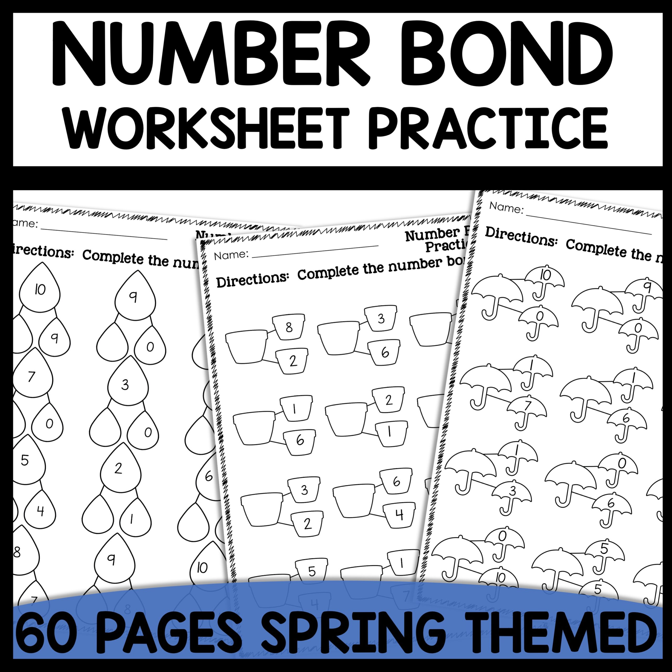 Number Bond Spring Themed Worksheets - We Are Better Together