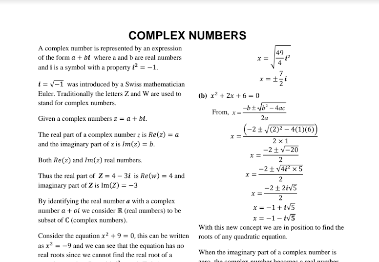 S.6 Mathematics Complex Numbers Work | Sharebility Uganda