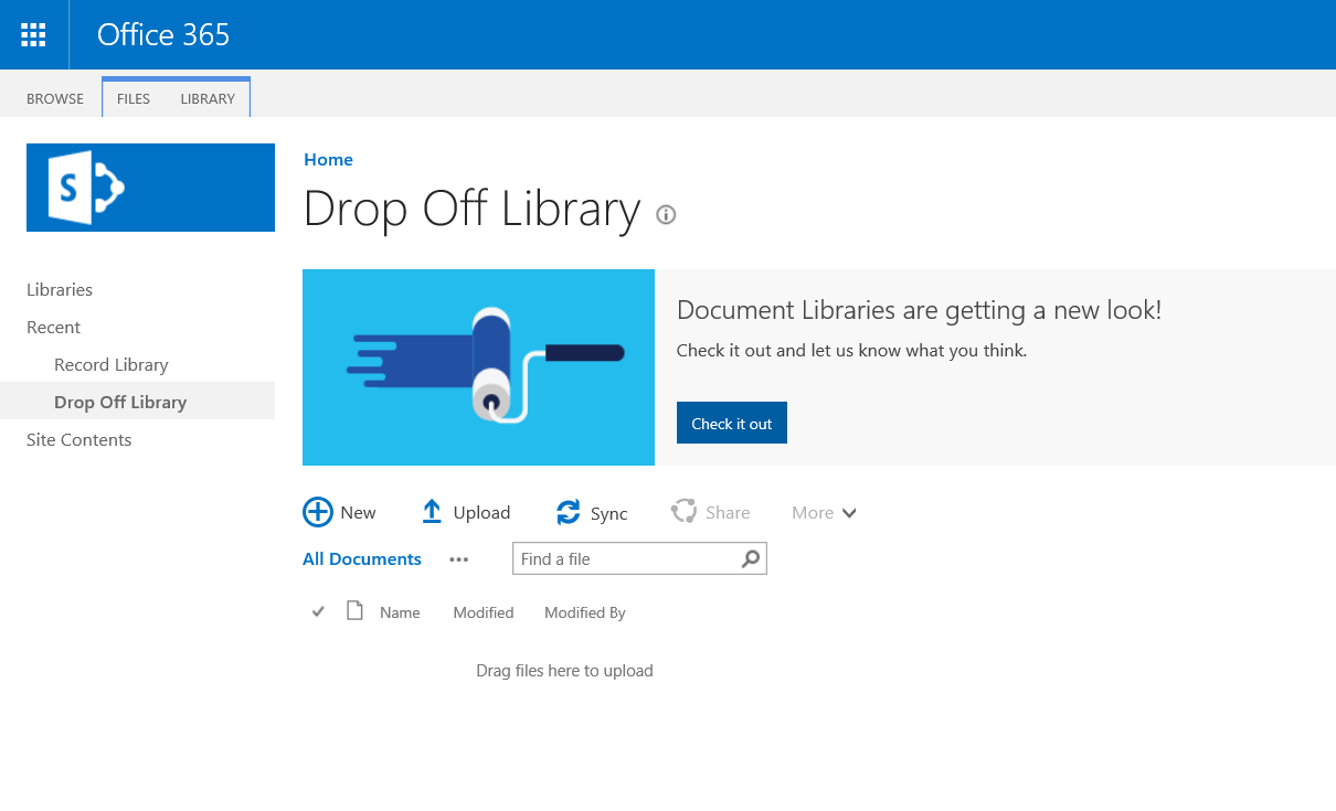 Office 365 - SharePoint - The Records Center - All the different elements
