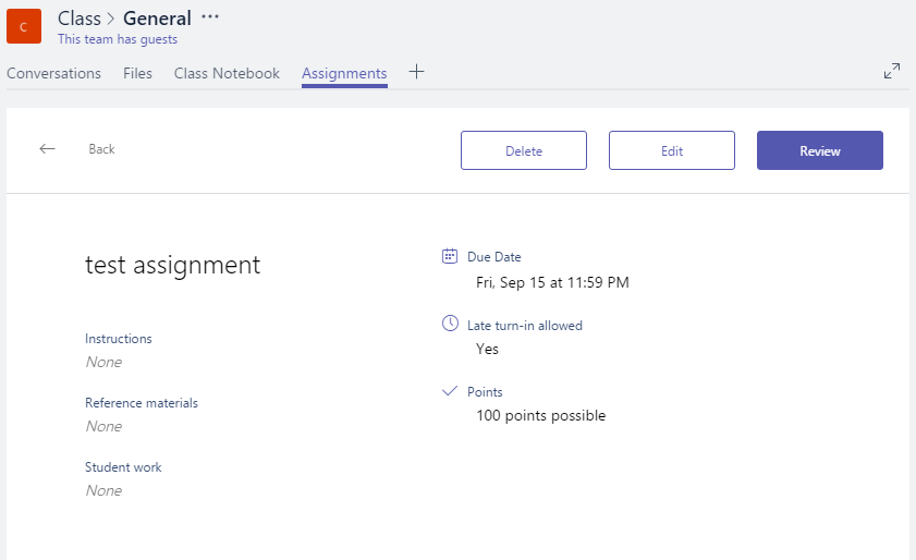 Microsoft Teams - Assignments with guests