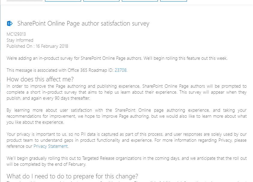 SharePoint Online - Page Author surveys on the way.