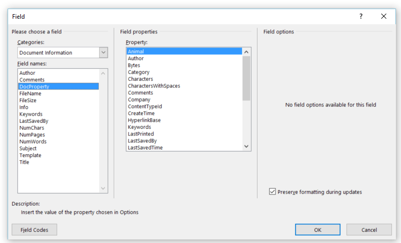 SharePoint Online/2016 - Document Properties vs DocProperty