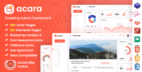 Acara - Ticketing Admin Dashboard Bootstrap HTML Template - ShareWordpress.Net