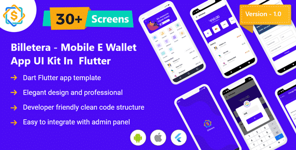 Billetera - Mobile eWallet App UI Kit in Flutter - ShareWordpress.Net