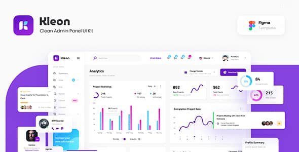 Kleon - Clean Admin Panel Dashboard UI Template Figma - ShareWordpress.Net