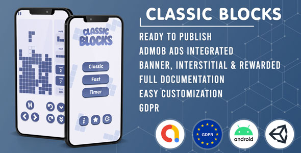 Classic Blocks | Tetris Clone (Admob + GDPR + Unity Game Template) - ShareWordpress.Net