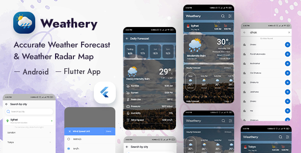 Weathery - Weather Forecast & Radar Map Flutter App - ShareWordpress.Net