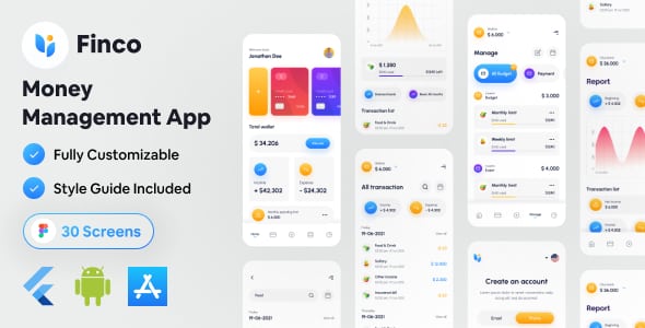 Finco – Flutter Money Management App UI Kit - ShareWordpress.Net