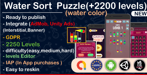 Water Sort Puzzle, liquid sorting (complete unity game +AdMob ...