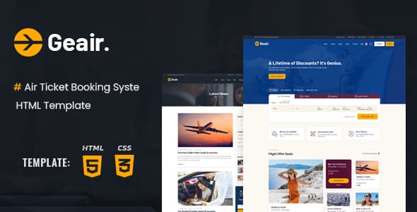 Geair - Air Ticket Booking System HTML5 Template - ShareWordpress.Net
