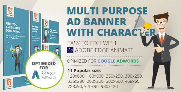 HTML5 Animated banner templates | «Character» | Edge Animate ...