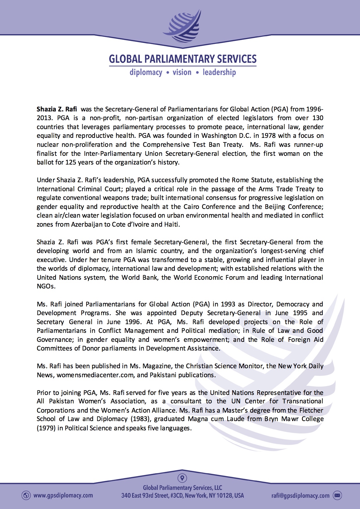 CV – Shazia Z. Rafi