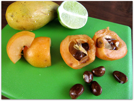 Baby Greens with Mango, Loquat and Mango Sauce