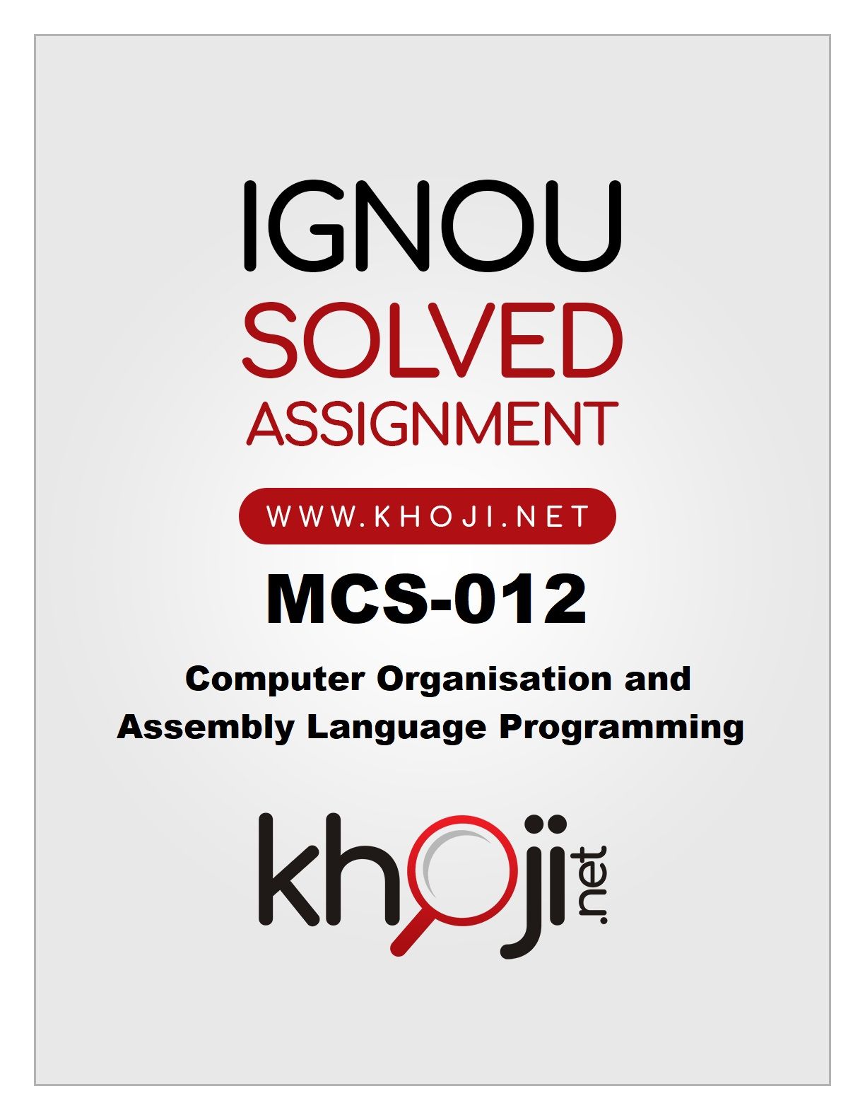 MCS-012 Solved Assignment 2019-20 | Computer Organisation and Assembly Language Programming ...