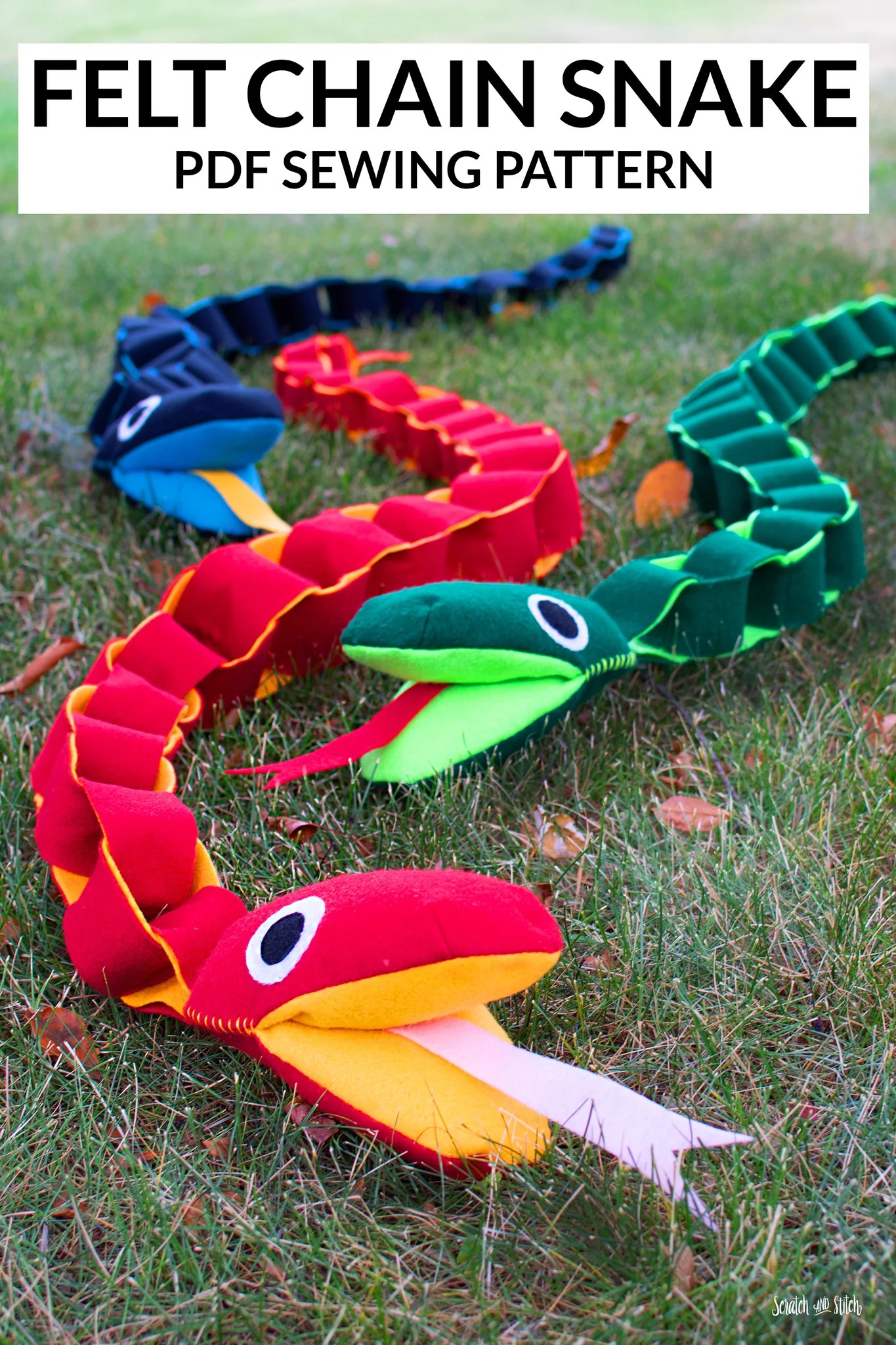 Felt Chain Snake Sewing Pattern Scratch And Stitch
