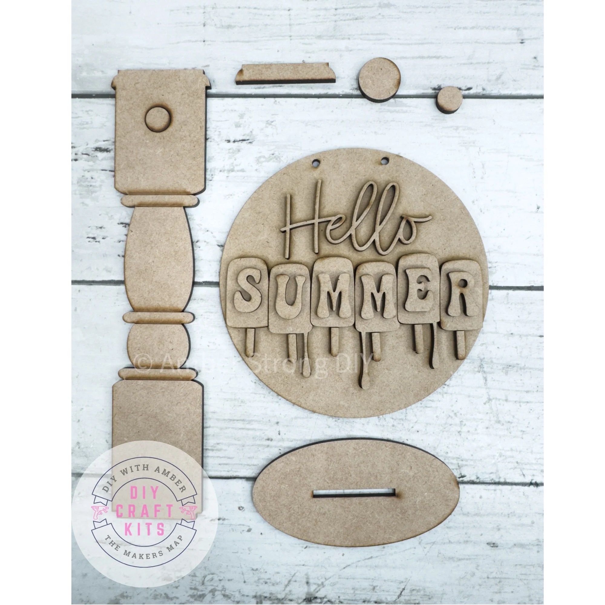 Hello Summer Popsicles 5 In Sign And Stand Diy Kit The Makers Map