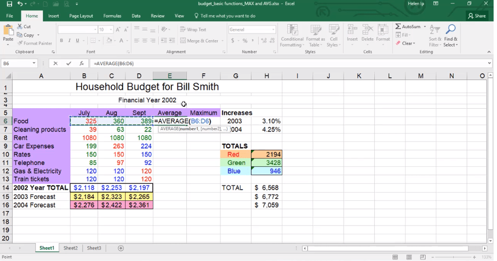 Admnexc306111 Excel Training Learn To Use Maximum And Average