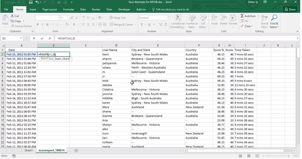ADMNEXC308103 Excel Training - How to use String functions to extract ...