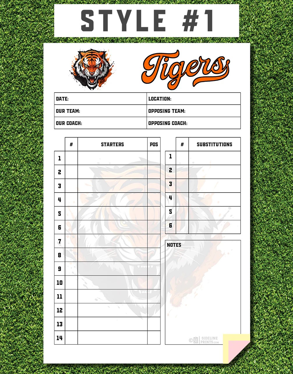 Customized Lineup Cards Sideline Prints