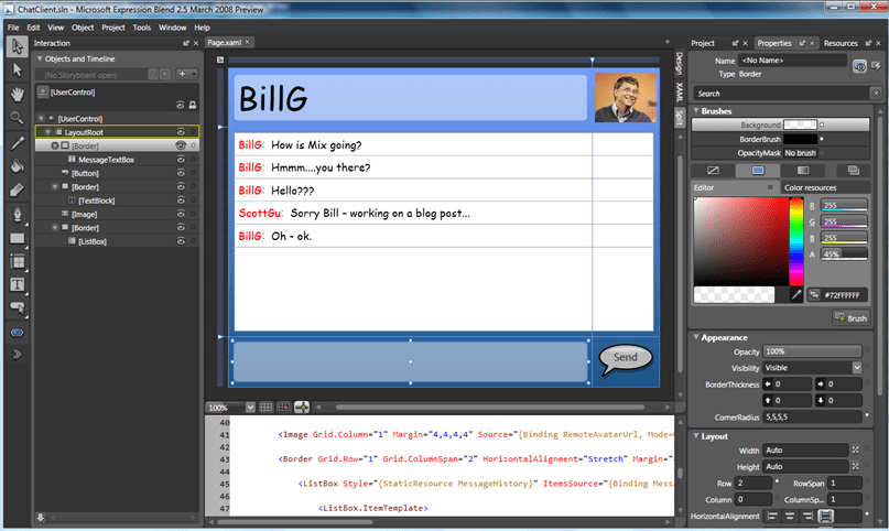 Primer vistazo usando Expression Blend con Silverlight 2 – juanlao