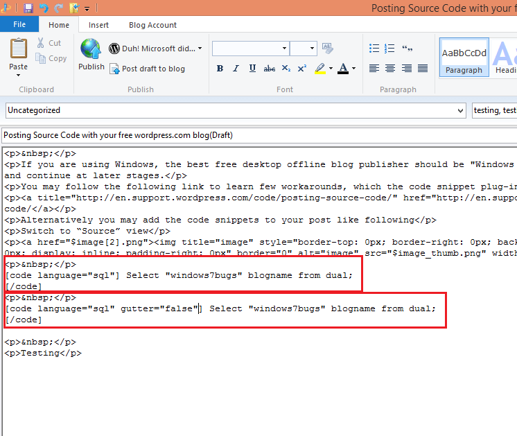 Posting Source Code with your free wordpress.com blog – Duh! Microsoft ...