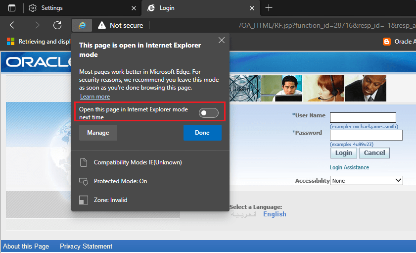 Oracle Application R12 | Using Microsoft Edge Chrome for versions 11 ...