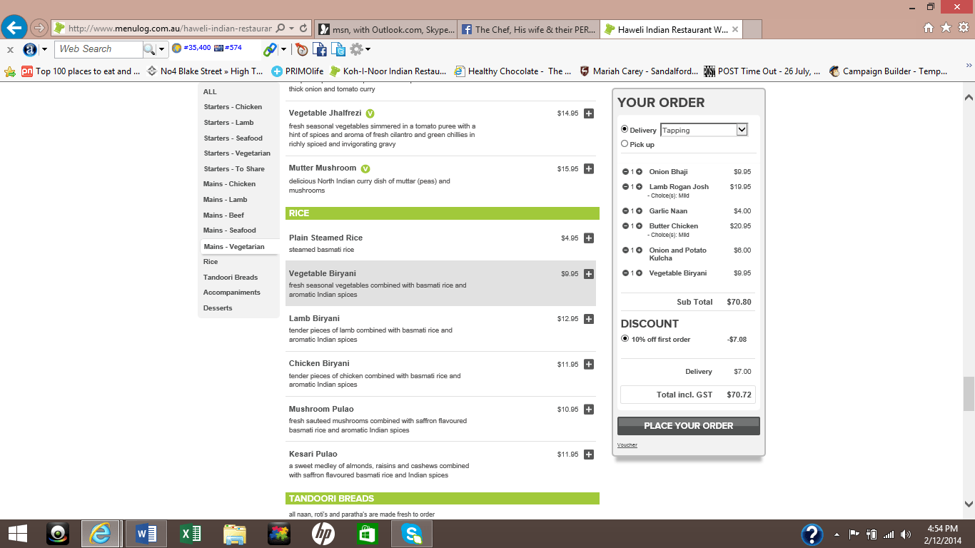 Menulog – Super easy food delivery from Haweli - Simply PERTHfect