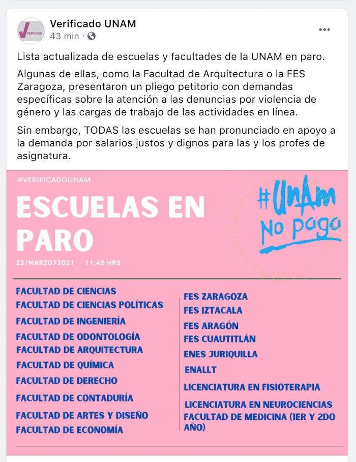 El paro de actividades en la UNAM suma ya 16 escuelas