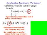 Java Iteration Constructs For Loops