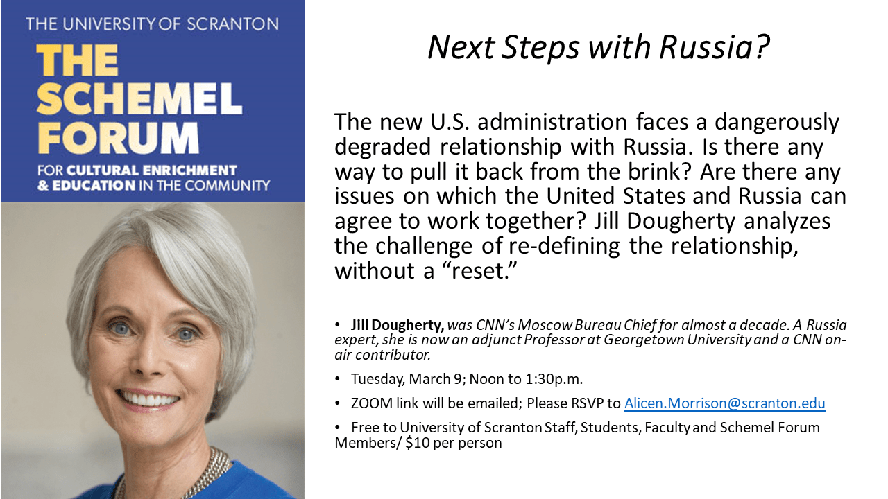 Schemel Forum World Affairs Seminar- Jill Dougherty 3/9 – UofSLibrary News