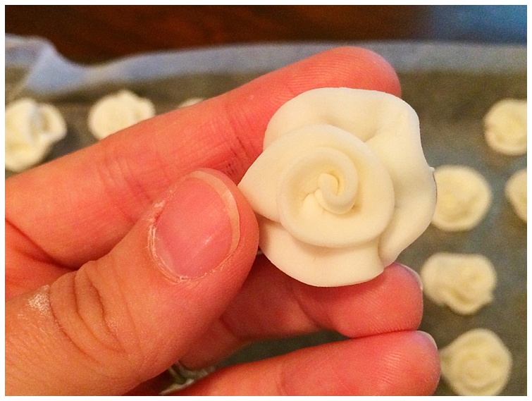 Fondant Rose Cupcake Toppers - Six Clever Sisters