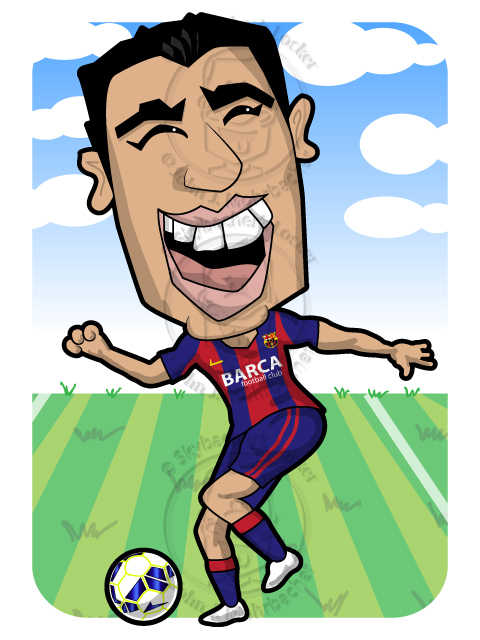 Suarez Barcelona Cartoon